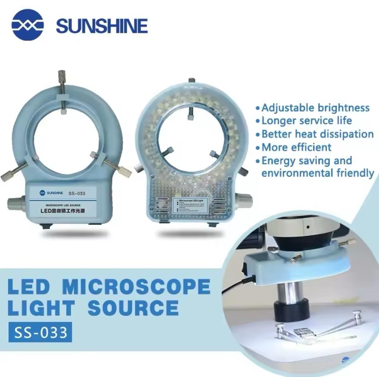 Best 1 Sunshine SS-033 LED Microscope White Light Source Single Cylinder Binocular Stereo ...
